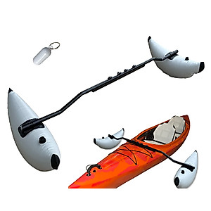 Pactrade Marine Boat Kayak Canoe Outrigger Stabilizer System PVC Inflatable Float Buoy Buoyant Fishing Grey Gray Tube Sidekick Arm Kit Breath Kayaking Rod Adjustable Accessories Repair Patches Outdoor