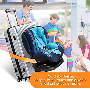 2 Pieces Car Seat Travel Belt, Adjustable Car Seat Travel Strap to Convert Kid Car Seat, Luggage into Airport Car Seat Stroller & Carrier Belt Safe Travel Solution (Orange)