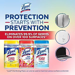 Lysol Disinfectant Wipes Bundle, Multi-Surface Antibacterial Cleaning Wipes, contains x2 Lemon & Lim Blossom, Crisp Linen, Mango & Hibiscus, 80 Count (Pack of 4)