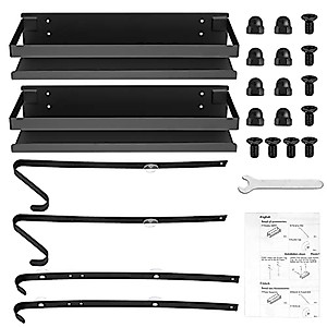 Over Door Shower Caddy for Glass Door, JiGiU Hanging Bathroom Storage Organizer, Over the Door Baskets Stainless Steel 2-Tier Shelves and Built-in Hooks for Shampoo, Body Wash, Loofahs, Towel