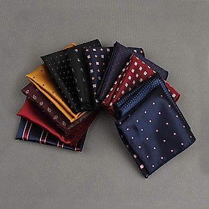 GOADAFOO 15 Pack Handkerchiefs Men 22CM Blue Burgundy Black Pocket Squares Dots Kerchief Accessories