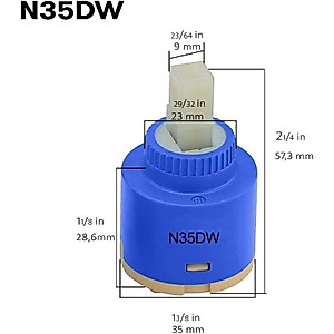 Kolidaer 35mm Faucet Cartridge Replacement, 35mm Diameter, for Single Handle Kitchen/Basin/Shower Faucets, Ceramic Valve, N35DW, CUPC Certified