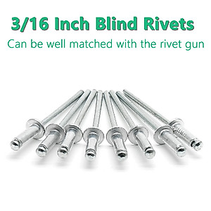 Qjaiune 100Pcs Aluminum Pop Rivets 3/16" x 1" (Diameter x Grip Length), Dome Head Blind Rivets for Sheet Metal Automotive Railway