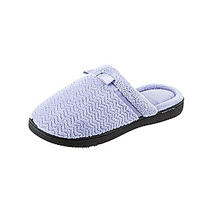 isotoner Women's Chevron Slip On Clog Slippers with Moisture Wicking for Indoor/Outdoor Comfort and Arch Support, Periwinkle, 8.5-9 M US