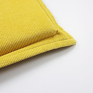 Lemfux Yellow Square Chair Cushion, 18x18x1.5 - Memory Foam Seat Cushion with Soft Cotton Corduroy Cover | Thick, Durable & Modern Design for Office, Kitchen, Dining Room, Indoor & Outdoor Use, 1PC