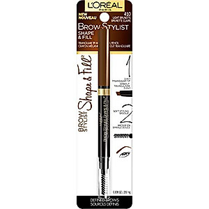 L'Oreal Paris Makeup Brow Stylist Shape and Fill Mechanical Eye Brow Makeup Pencil, Light Brunette, 0.008 oz.