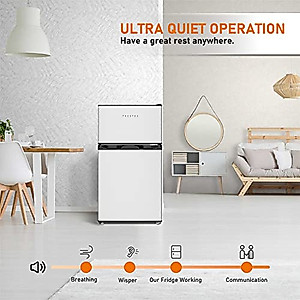 Frestec 3.1 CU' Mini Fridge with Freezer,2-Door Compact Refrigerator,Small Refrigerator for Bedroom Dorm Office Apartment, Silver (FR 302 SL)