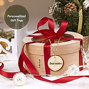 5ARTH Natural Wood Slices - 37 Pcs 2.0-2.4 inches Craft Unfinished Wood kit Predrilled with Hole Wooden Circles for Arts Wood Slices Christmas Ornaments DIY Crafts