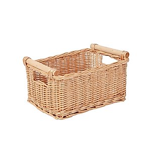 YAHUAN Wicker Baskets for Storage Baskets for Shelves Woven Basket for Storage Rectangular Baskets for Organizing Natural Wicker Storage Basket With Handle (Original)