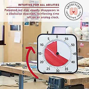 TIME TIMER MAX - Extra-Large 17" Visual Analog Timer, 8-Duration Settings, Interchangeable Faces, Optional Alert, No Loud Ticking - for Kids Classroom Homeschooling and Teacher Tool (Black)