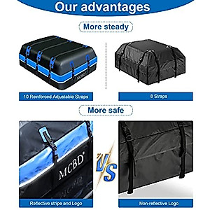 Rooftop Cargo Carrier, 21 Cubic Feet Soft-Shell Waterproof Car Roof Luggage Bag for All Vehicles SUV with/Without Rails, Includes 10 Reinforced Straps + 6 Door Hooks,Storage Bag,Anti-Slip Mat