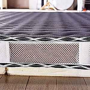Foldable Mattress, Tatami Floor Mat, Multi- Portable Crib Mattress Play Mat with Travel Carry Case, Student Dorm Single Sleeping Pad-Black 150x200x5cm(59x79x2inch)