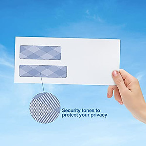 500 #10 Double Window Security Envelopes, PANDRI NO.10 Self-Seal Window Envelopes Designed for Invoices and QuickBooks, Business Statements & Documents - Number 10 Size 4 1/8 Inch X 9 1/2 Inch- 24 LB