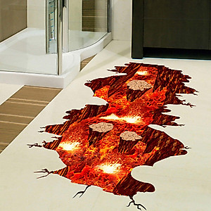 HO BEAR Volcano Floor Stickers Creative Volcanic Magma Home Kitchen Room Art Wall Decor Waterproof Wall Decal Floor Flame & Lava Wall Stickers for Kids Teen Girl Room