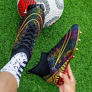 HESBITEUL Men's Women's Soccer Shoes Boys Gold-Soled Spikes Football Shoes Student Grass Training Shoes Outdoor Football Boots Unisex