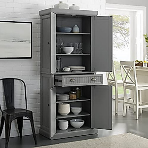 Crosley Furniture Seaside Kitchen Pantry Cabinet, Distressed Gray