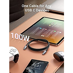 UGREEN 100W USB C to USB C Cable 2-Pack Type C Fast Charging Cable Compatible with MacBook Pro 2022, iPad Pro 2022, iPad Air 5, Samsung Galaxy S23/S22 Ultra, Pixel, PS5, Switch, etc. 3.3FT