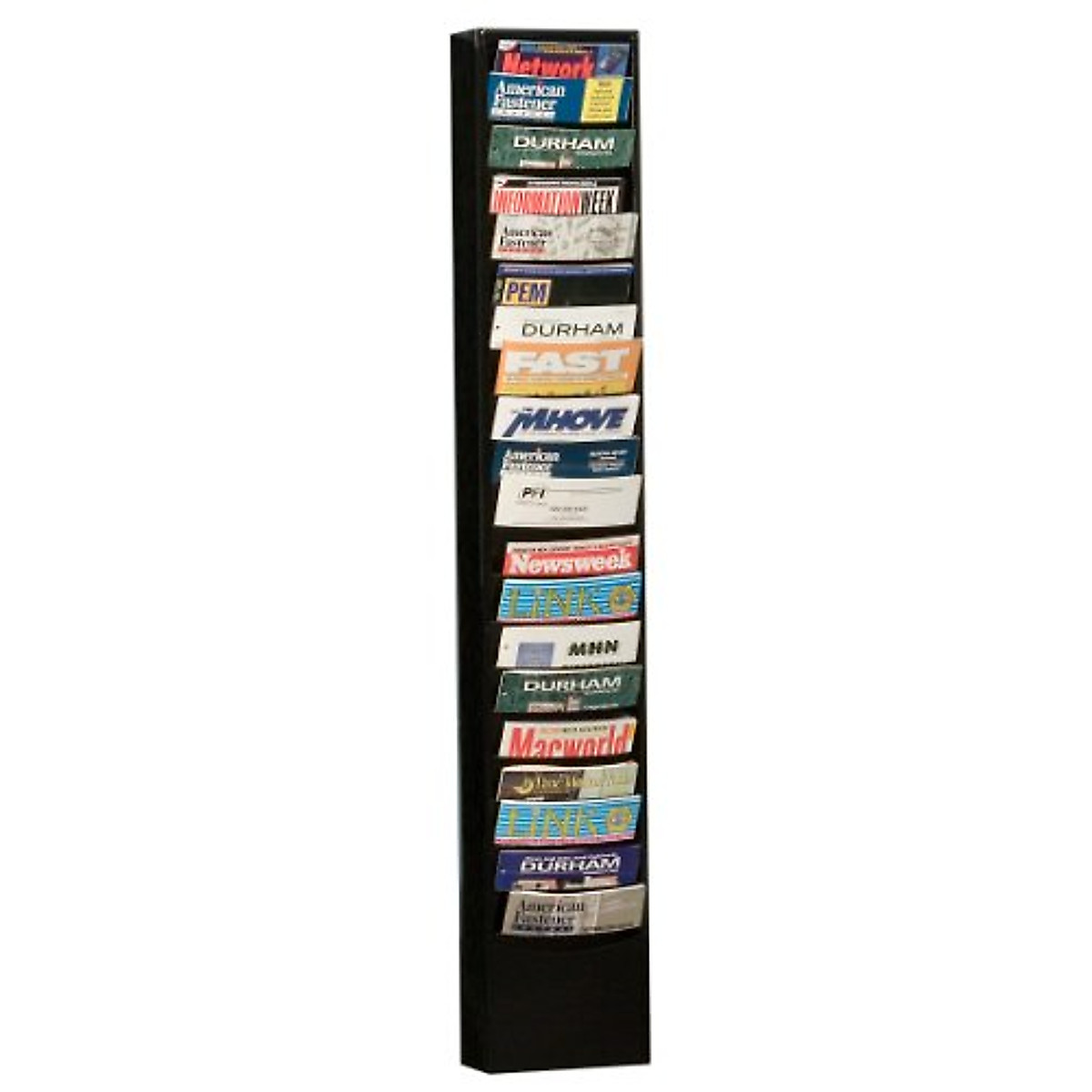 Durham 400-08 Black Cold Rolled Steel 20 Contour Pocket Vertical Literature Rack, 9-3/4" Width x 58" Height x 4-1/8" Depth