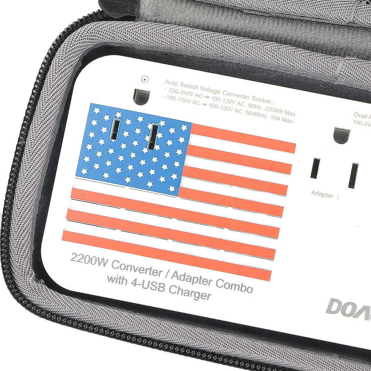 co2CREA Hard Travel Case Replacement for DOACE 2019 Professional 2200W Voltage Converter All-in-One Converter Step Down 220v to 110v Power 10A Dual Adapter International Plug Converters