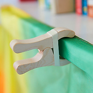 Sarah's Silks 4 Pack of Wooden Play Clips for Kids | Montessori and Waldorf Toys for Fort Building, Imaginative, and Pretend Play Maple