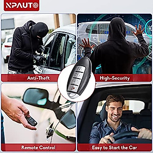 NPAUTO Key Fob Replacement Fits for Nissan Altima 2007-2012, Maxima Murano 09-14, Infiniti G25 G35 G37 FX35 Q60 & More Keyless Entry Remote Control Smart Proximity Car Key Fobs KR55WK48903 KR55WK49622