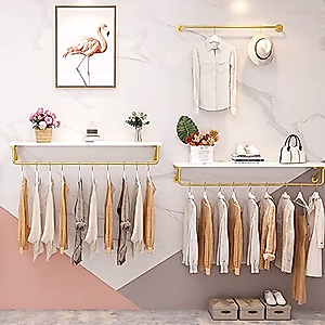 VejiA Clothing Rail,Heavy-Duty Commercial Grade Clothes Rail,Clothing Store Display Rack,Wall-Mounted Hanger Clothing Garment Stor