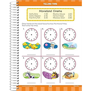 School Zone - Big First Grade Workbook - 320 Spiral Pages, Ages 6 to 7, 1st Grade, Reading, Parts of Speech, Basic Math, Word Problems, Time, Money, Fractions, and More (Big Spiral Bound Workbooks)