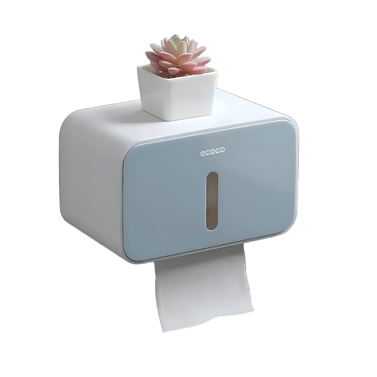 Outdoor Waterproof Toilet Paper Holder for Bathroom - Pet Proof Plastic TP Tissue Holder Dispenser Full Cover Adhesive Mounted for Small RV TP Roll