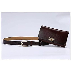 Fashion Belt for Women`s Dress and pants with Removable Mini Waist Bag, Cell Phone Pocket (Coffee), 43 inch