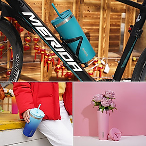 BJPKPK 18oz Insulated Tumbler With lid And Straw Stainless Steel Tumblers Travel Coffee Mug Reusable Thermal Cup,Black Leopard