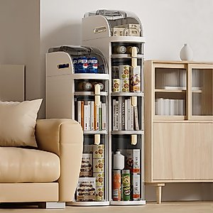 ILWorkTLs 4-Tire Plastic Slim Storage Cabinet,Rolling Narrow Organizer with Toilet Paper Holder, Multifunctional Floor Cabinet for Small Spaces Bathroom Kitchen Bedroom Living Room