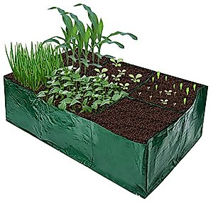 Fabric Raised Garden Bed, Garden Grow Bed Bags with 6 Divided Grids, Square PE Planting Pots with Drainage Holes, Planting Container Grow Bag Planter Pot for Growing Herbs, Flowers and Vegetables