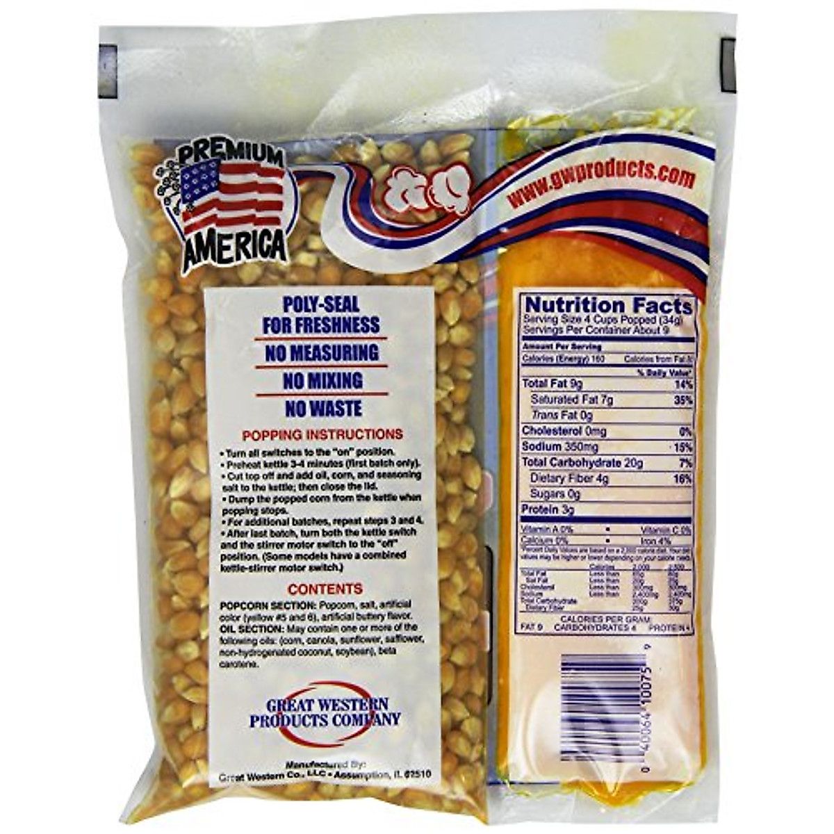 Great Western Premium America Dual Pack Popcorn, 10.6 Ounce (Pack of 24)