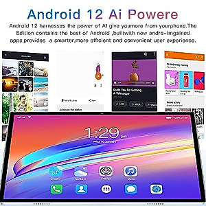 DAUZ 2 in 1 10.1 Inch Tablet, Tablet PC 8GB RAM 256 ROM 5.0 Blue 5G WiFi Front 8MP 100-240V for Android 12 for Work for Entertainment (US Plug)