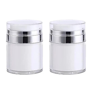 Monzam 2 PCS 50ml Airless Pump Bottle, Airless Pump Jar, Moisturiser Pump Dispenser, Airless Pump Jars, Drunk Elephant Container, Suitable for Filling Travel Foundation, Cream, Lotion, Moisturizer