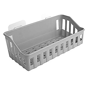 Durable Shower Shelf Basket Sucker Suction Storage Rack Free Hole Kitchen For Bathroom(grey)