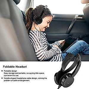 Demeras Kids Headphones Foldable Wired Headset Children Headphone with Microphone Boys Girls On Ear Headset for Online Learning (Black)