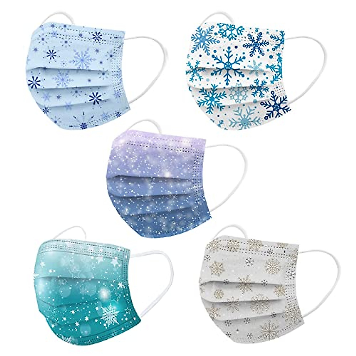 50PC Christmas Disposable Face Mask for Adults,3-Ply Disposable masks with Winter Themed Designs Breathable for Adults (Xmas-4)