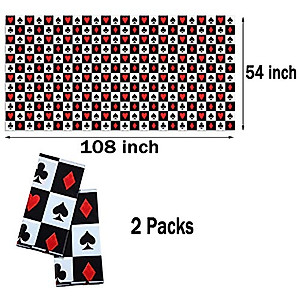 Casino Poker Game Themed Birthday Party Decorations -Plastic Table Cover for Arts & Crafts, Poker Patrol Party Supplies for Las Vegas Theme Casino Party 2 Pack