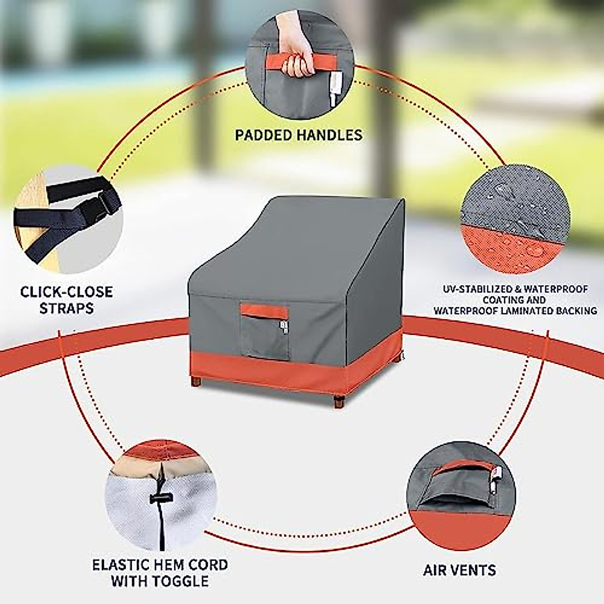 Simpelg Outdoor Furniture Patio Chair Covers Waterproof Clearance,Outdoor Chair Covers for Patio Furniture,Lounge Deep Seat Cover, Lawn Furnitures Covers Fits up to 31.5W x 33.5D x 36H inches(2 Pack)