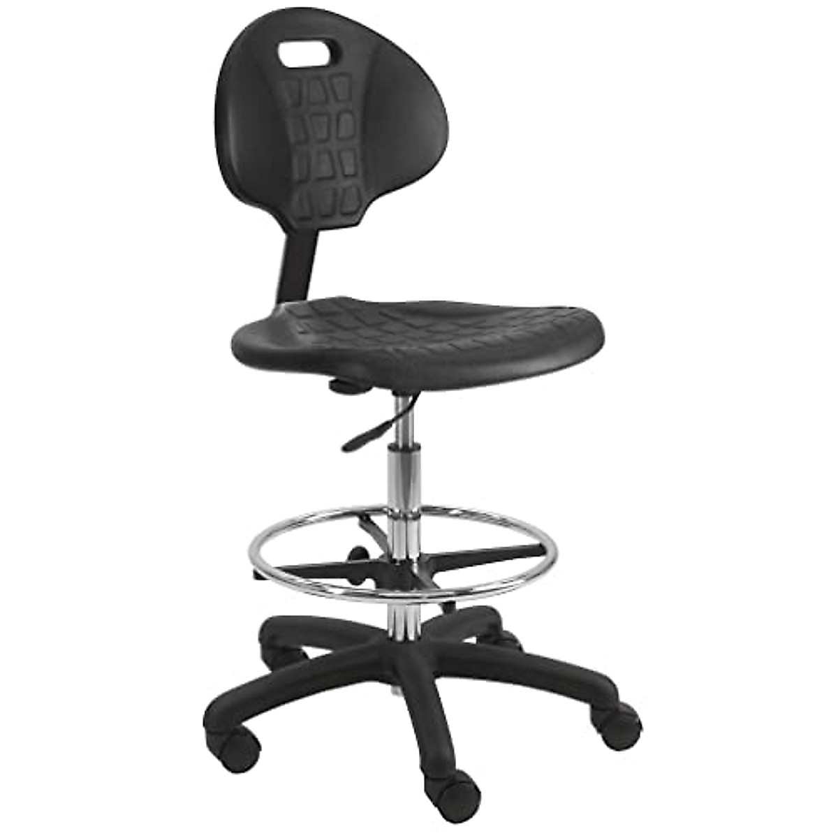 BenchPro Deluxe Polyurethane Chair With 18” Adjustable Footring and Heavy Nylon Base , 21"-31" Height Adjustment, 450 lbs Capacity