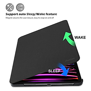 ProCase iPad Pro 12.9 Inch Case 2022 2021 2020 2018 with Pencil Holder, Folio Stand Smart Cover for iPad Pro 12.9 6th Gen 2022/5th Gen 2021/ 4th Gen 2020/ iPad Pro 12.9" 3rd Gen 2018 -Black