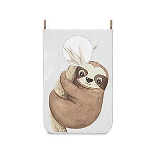 Blueangle Baby Sloth Laundry Hamper,Foldable Hanging Storage Basket,Portable Space Saving Storage Bag