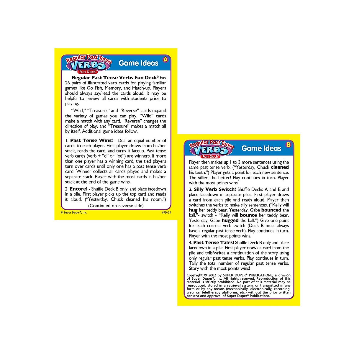 Super Duper Publications | Regular Past Tense Verbs Fun Deck Flash Cards | Educational Learning Resource for Children