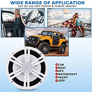 PyleUsa 6.5” Slim Marine Subwoofer -150W 4 Ohm Waterproof Car Component Speaker System,Low Profile PP Cone w/Rubber Edge, 20 Oz Magnet 1" Voice Coil, for Custom Audio Boat Truck Mobile Vehicle (White)