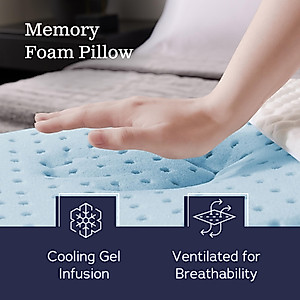 Weekender Gel Memory Foam Pillow – 1 Pack Standard Size – Ventilated - Washable Cover White
