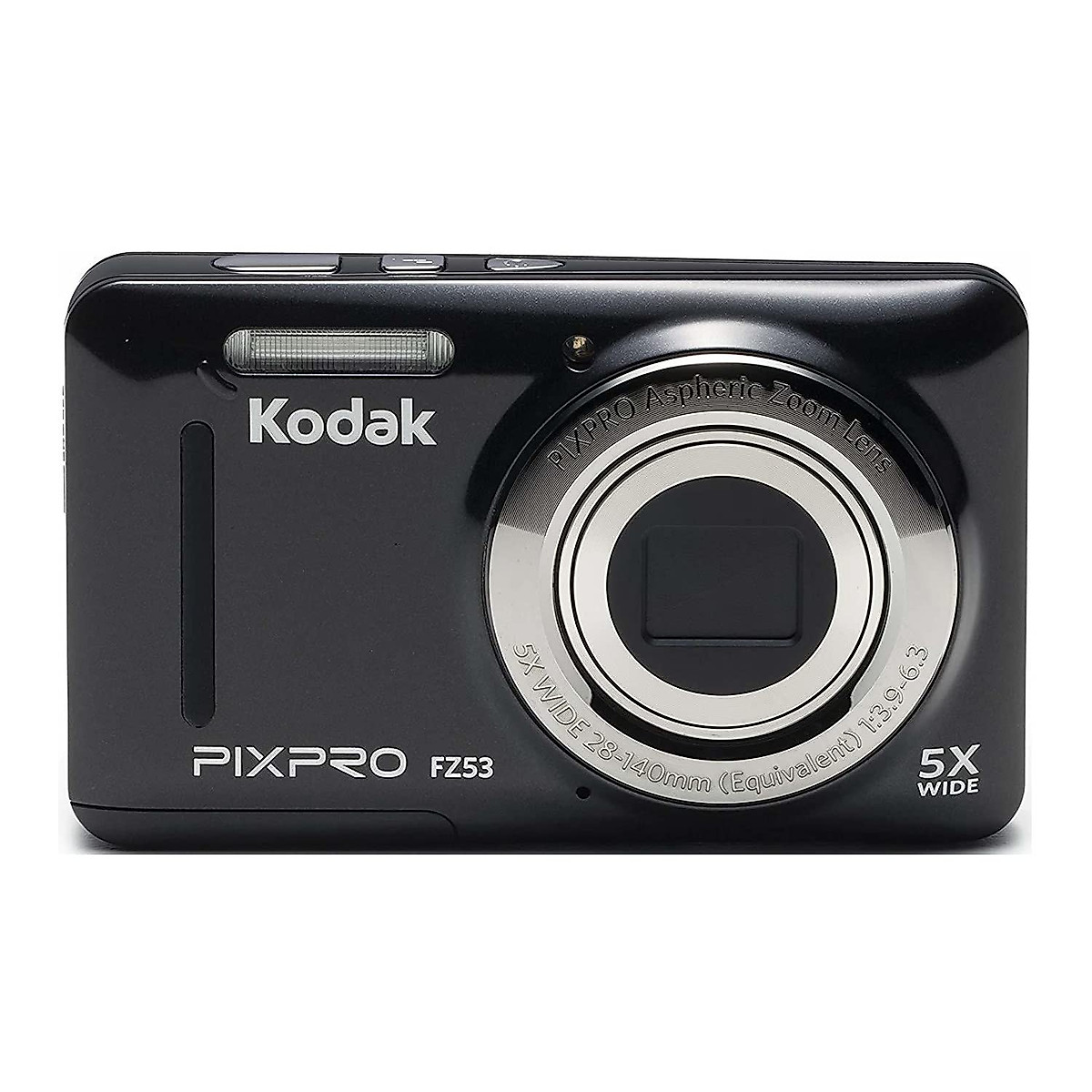 Kodak PIXPRO Friendly Zoom FZ53 Digital Camera (Black) with 16GB SD Card and 4-Pack AA Spare Batteries Bundle (3 Items)