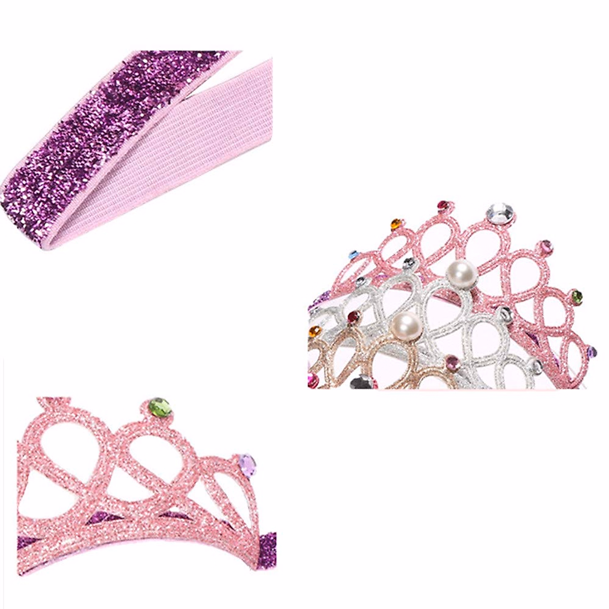 Baby Girl Rhinestone Crown Headbands Toddler Princess Tiara Crown Headband Set Hair Accessories for Birthday Party Shower Photograph