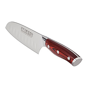 Ergo Chef Santoku with Hollow Grounds Crimson Series Knife with G10 Handle