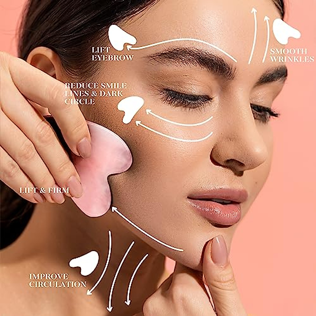 BAIMEI Gua Sha Facial Tool for Self Care, Massage Tool for Face and Body Treatment, Relieve Tensions and Reduce Puffiness - Rose Quartz